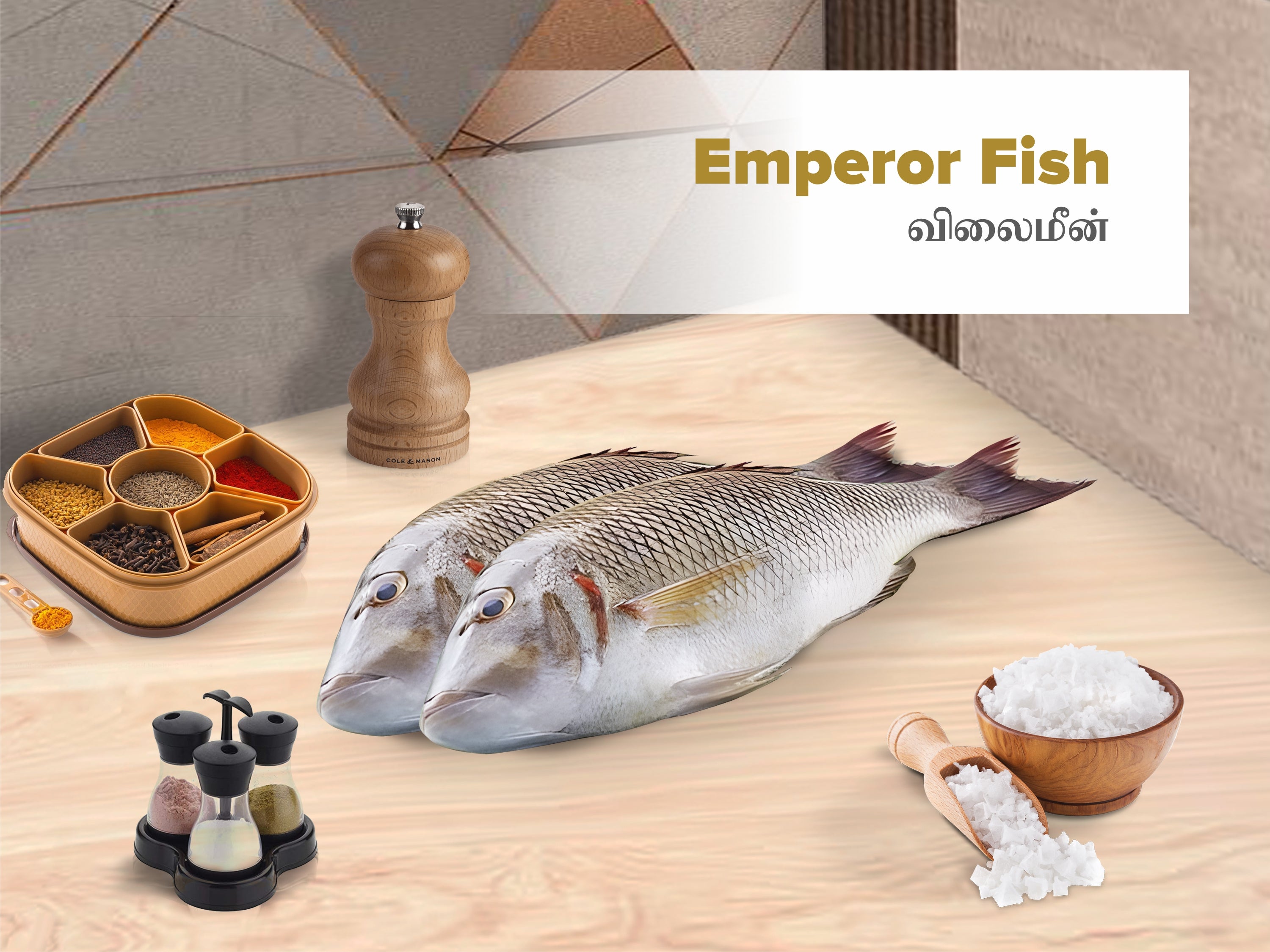 Emperor Fish/விளை மீன் - whole fish with head / Curry cut
